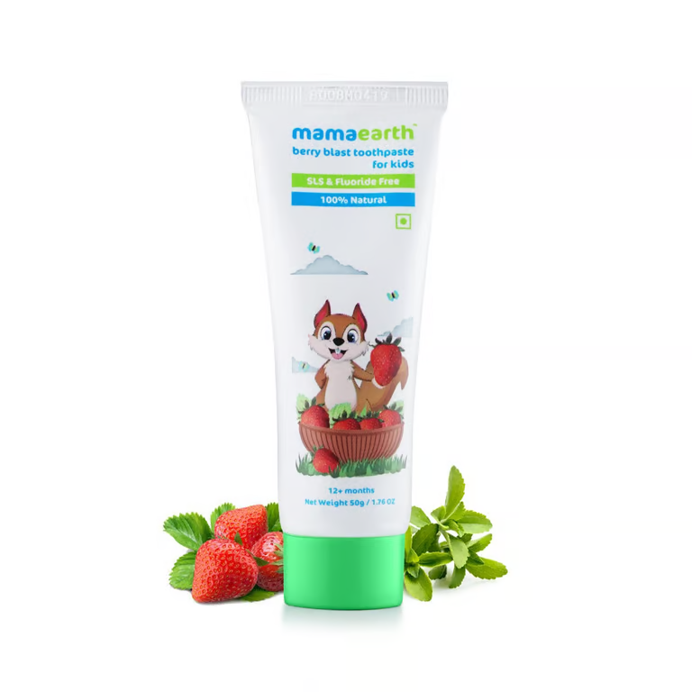 Mamaearth 100% Natural Berry Blast Toothpaste for Kids - 50g | Promotes ...