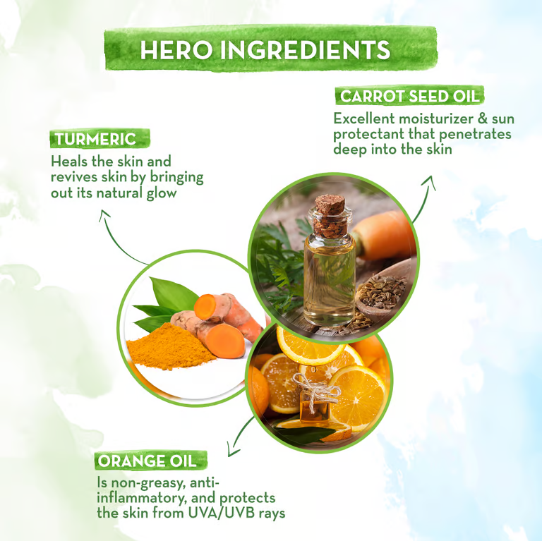 Ultra Light Indian Sunscreen with Carrot Seed, Turmeric and SPF 50 PA+ ...