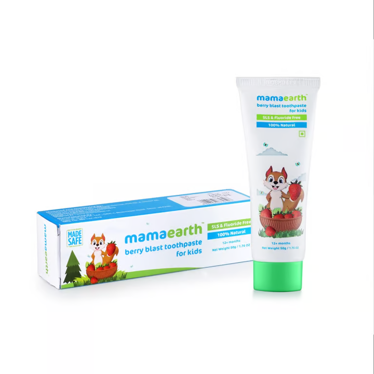 Mamaearth 100% Natural Berry Blast Toothpaste for Kids - 50g | Promotes ...
